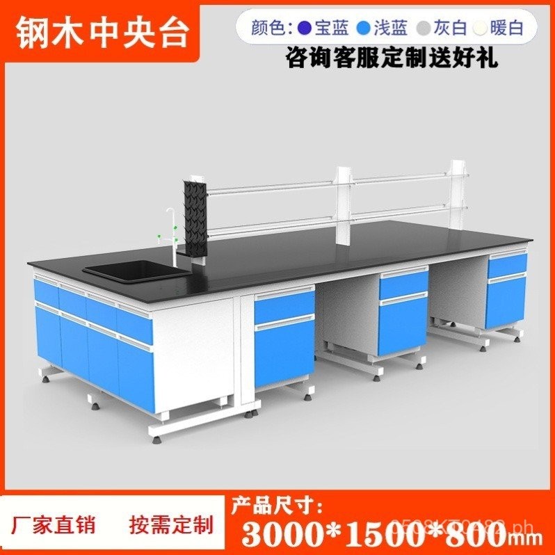 Full Steel Laboratory Bench with Steel and Wood Materials for Chemistry ...