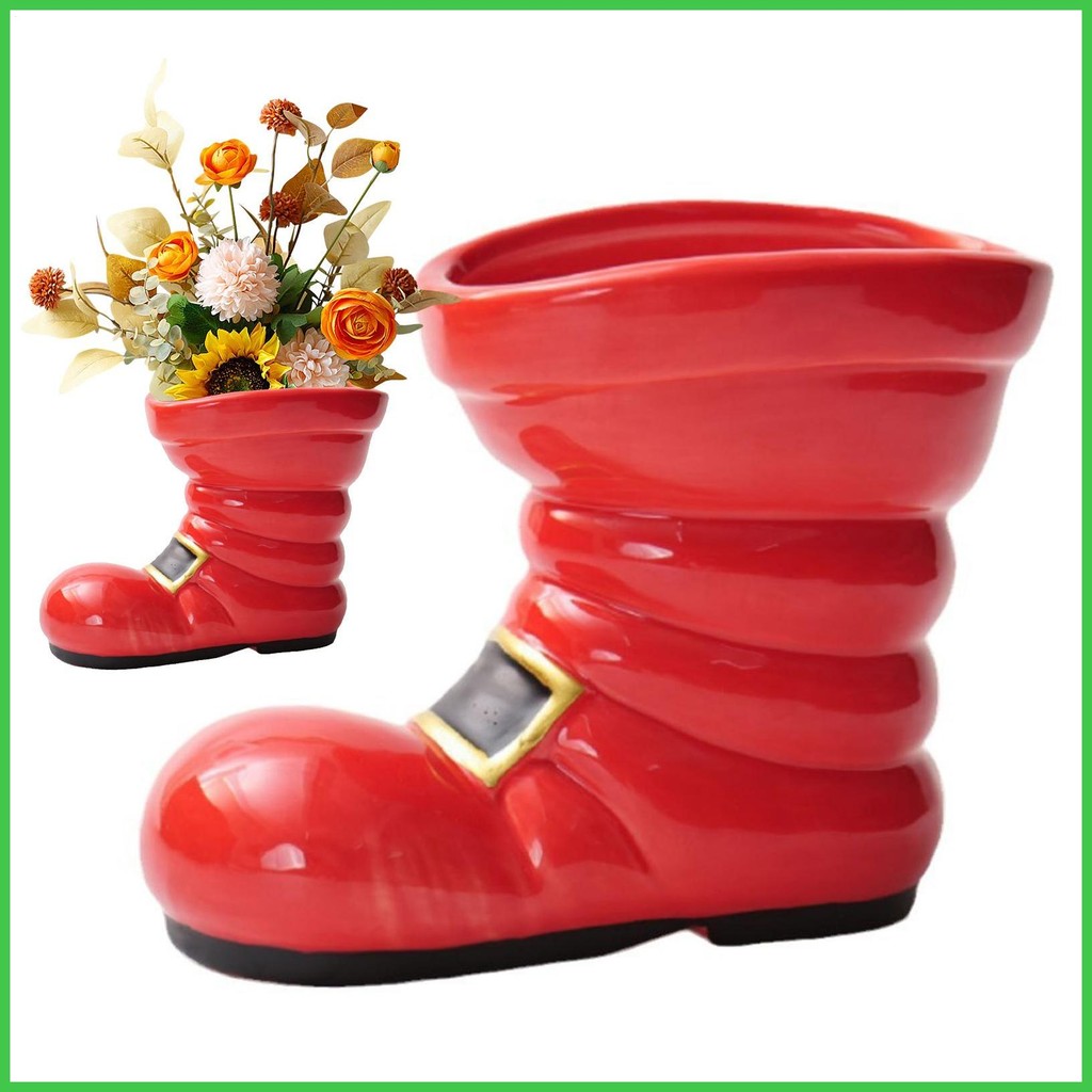 Santa Boot Vase Santa Boots Planter Christmas Decoration Red Vase Red ...
