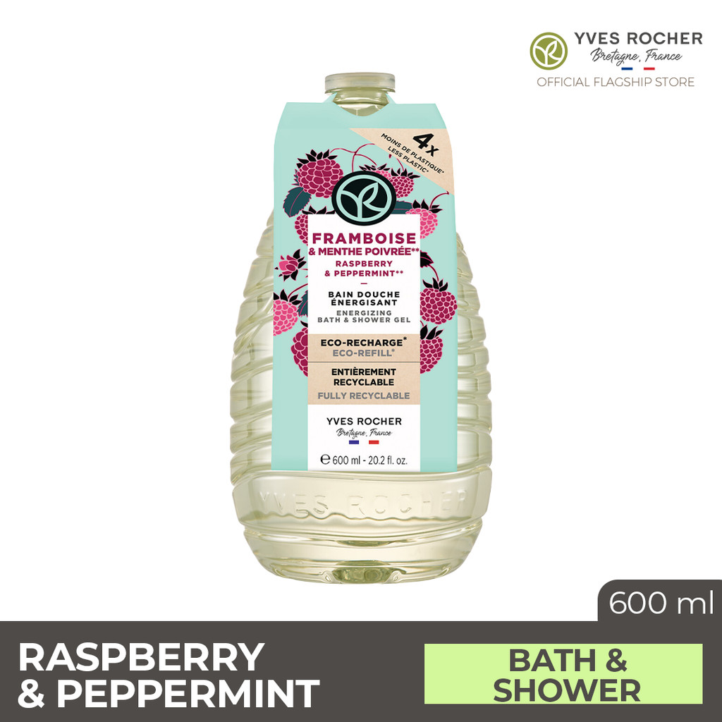Yves Rocher Raspberry Peppermint Energizing Shower Gel Refill - 600ml ...