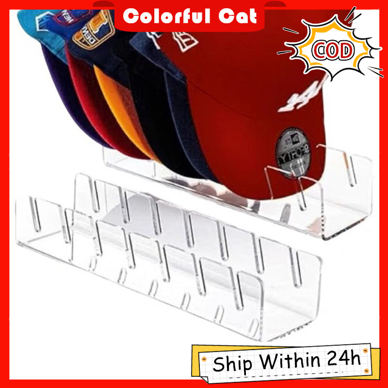 Baseball Cap Display Rack Acrylic Hat Organizer Can Accommodate 7 Hats ...