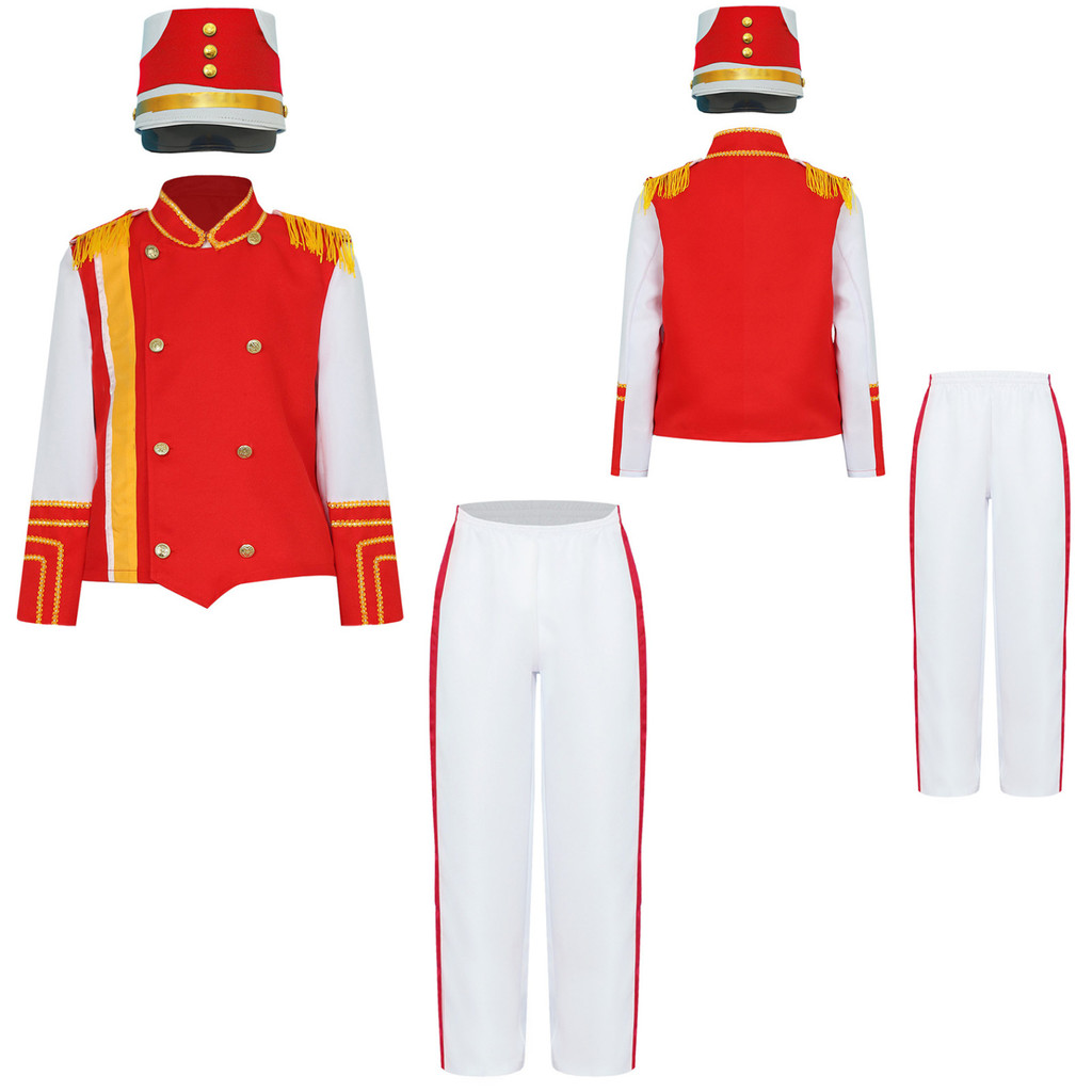 Rswnyirn Children Drum Trumpet Team Uniform Marching Band Costume Tops ...