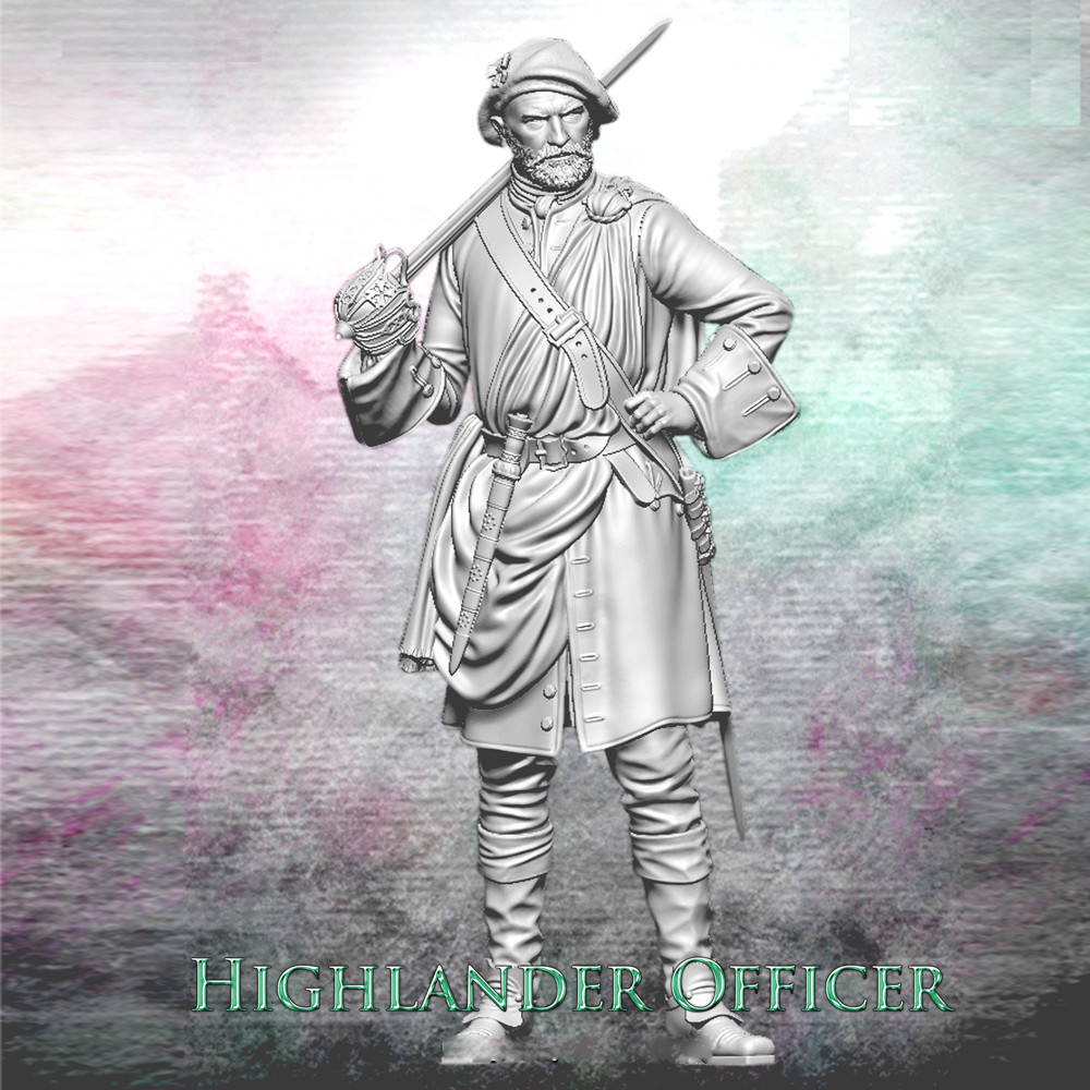 1/24 Highlander Officer, Resin Model figure, GK, Military themes ...
