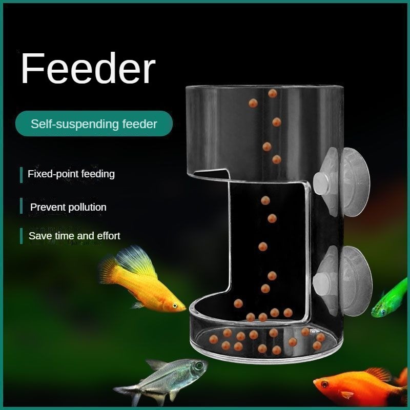 Fish tank feeder Transparent Wall-Mounted Acrylic Suspension Feeding ...