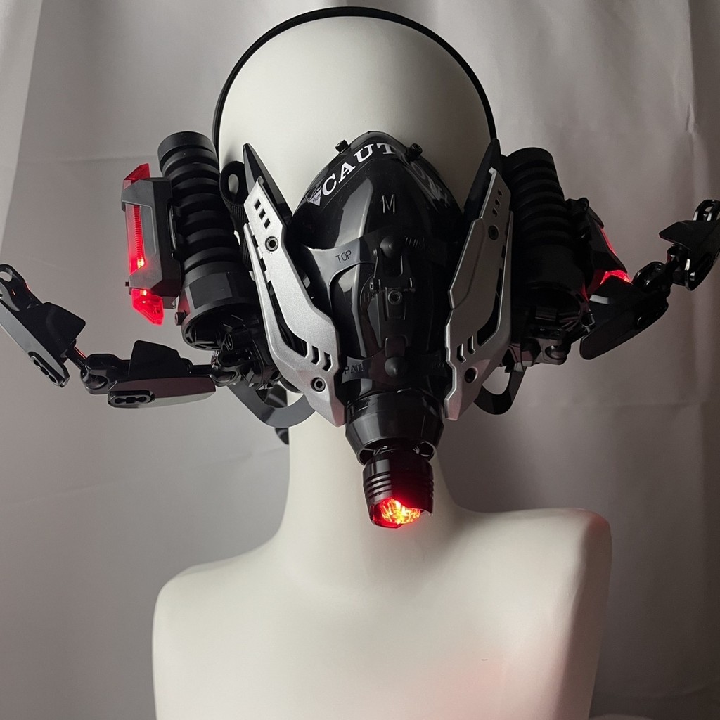 Cyberpunk Mask Mechanical Sense Half-Face Mask Handsome Lighting Hot ...