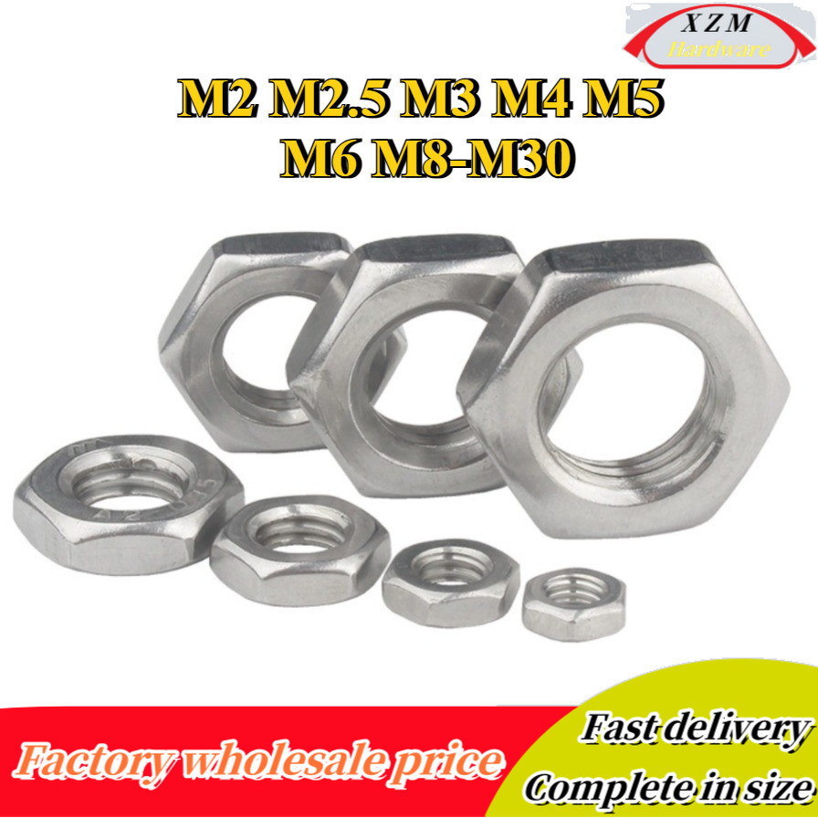 304 Stainless Steel Hex Thin Nut Nut Fine Thread Flat Nut M2 M2.5 M3 M4 M5 M6 M8-M30 [XZM-WDY ...