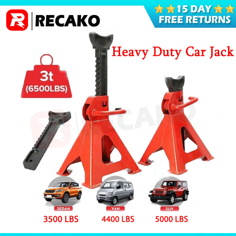 2PCS Heavy Duty Car Jack Stand 3 Tons Slotted Pad Lifting Jack Chassis ...