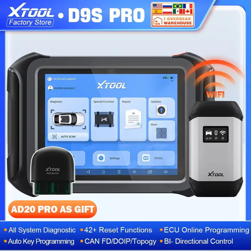 XTOOL D9S PRO Bluetooth Diagnostic Tool ECU Coding Programming Automotive Scanner Key Programmer ...