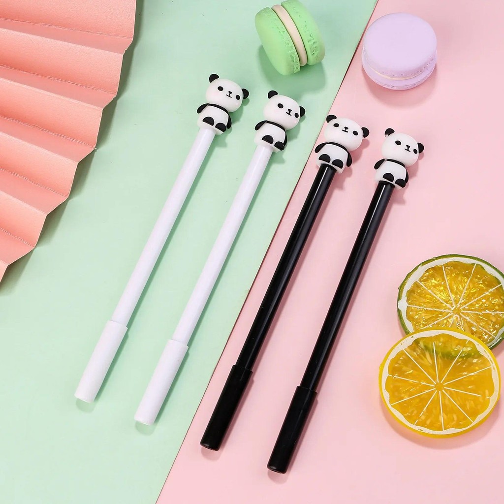 12 Pcs Cartoon Creative Cute Black And White Panda Gel Pens Novelty ...