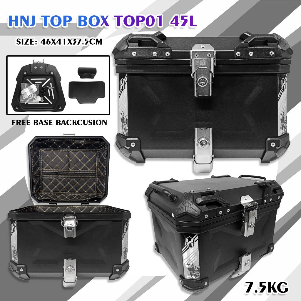 HNJ Top Box TOP01 45L Liters Compartment Moto Box Helmet Luggage Trunk ...