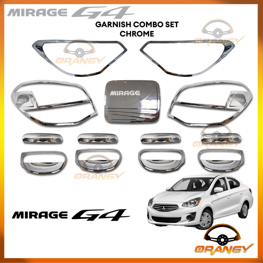 Mitsubishi Mirage G4 2012 to 2018 Garnish Combo set cover Chrome ...