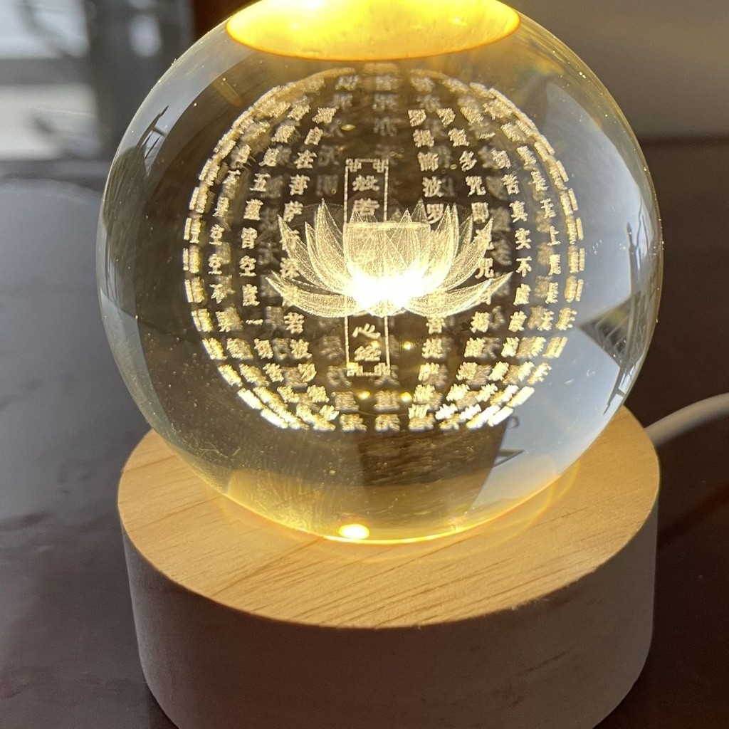 Lotus Prajna Jackfruit O Heart Mantra Carved Crystal Ball Ornament ...