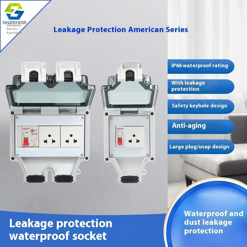Ip66 Outdoor Waterproof Socket with Leakage Protection Circuit Breaker ...