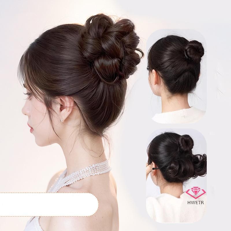 HWETR 1PC Synthetic Wig With Rolled Bun Hair Loop Women's Hair Stick ...
