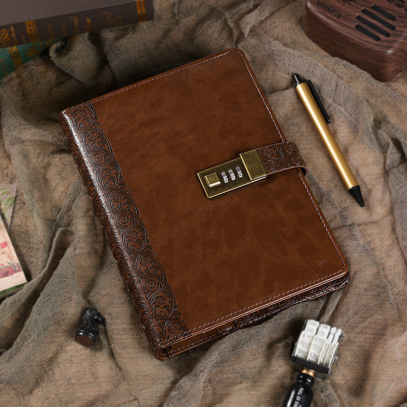 HILDAR Journal with Lock, Brown 6 Ring Lock Diary, Lockable Large ...