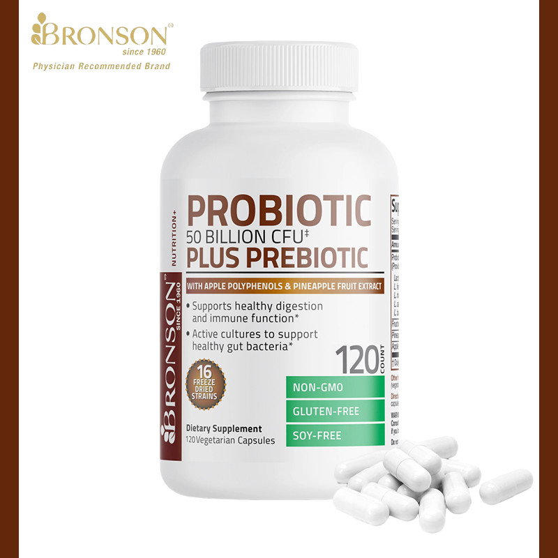 Bronson Probiotic+Prebiotic Capsules Nourish the intestines and improve ...