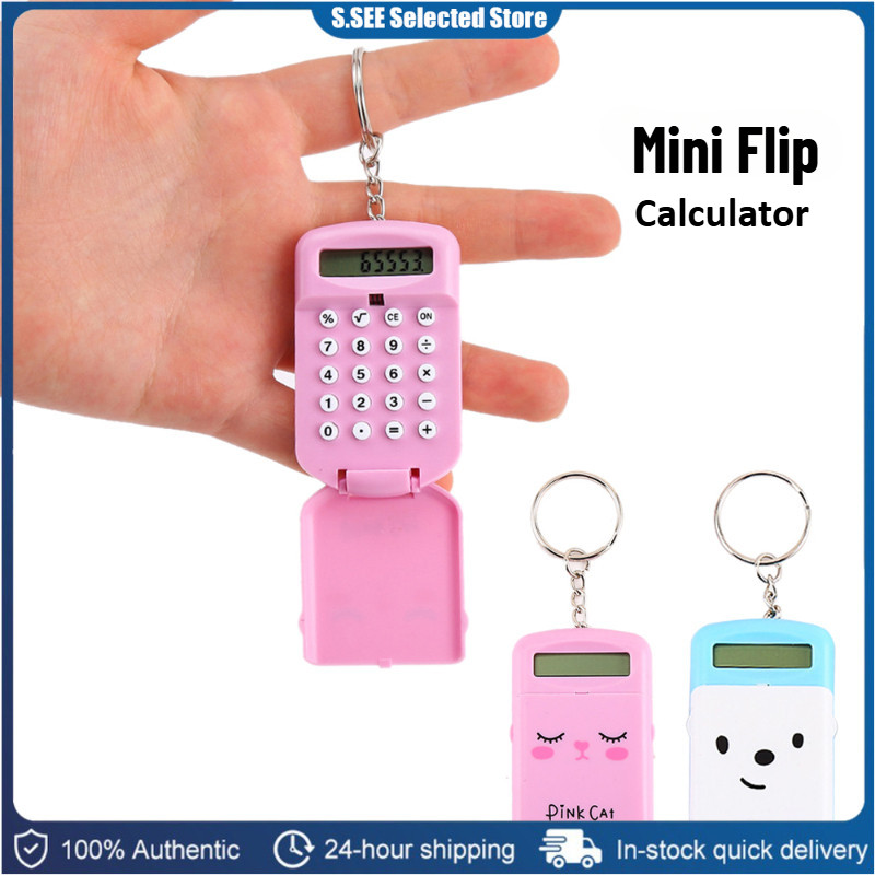 【COD】Portable Mini Flip Calculator Cute Emoji Pendant for Students 8 ...