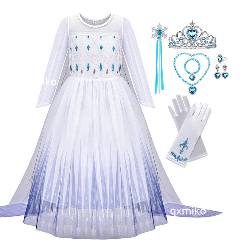 Elsa Costume princess Girls Birthday Party Snow Queen Cosplay Kids ...