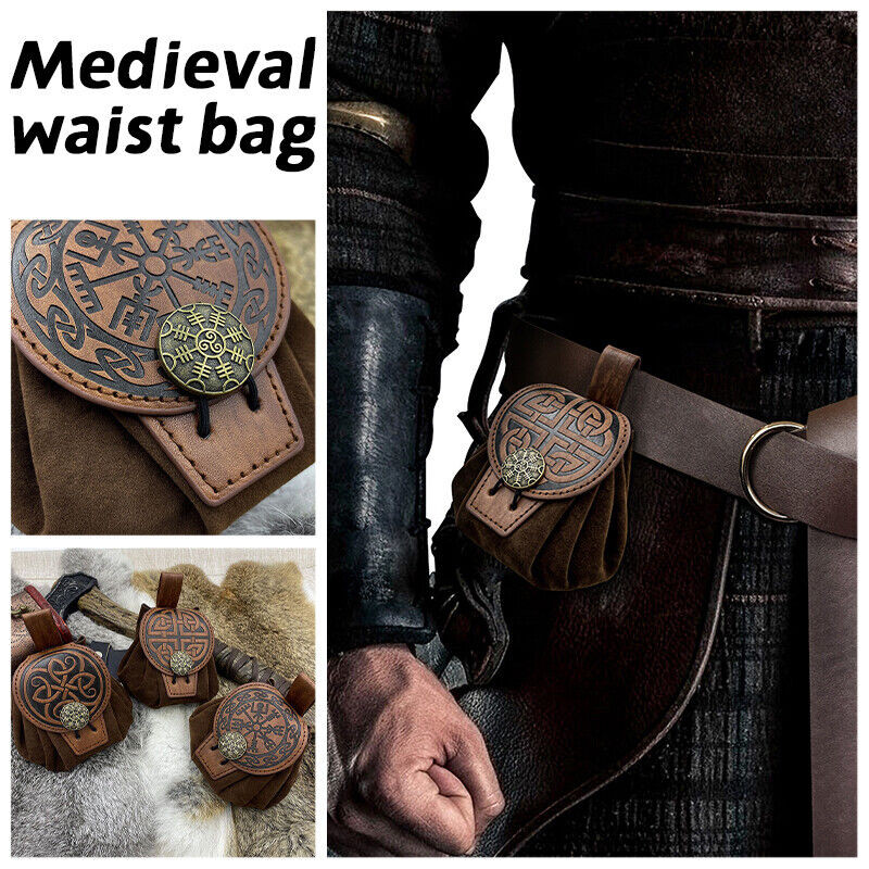 Medieval Vintage Waist Bag Hanging Belt Coin Purse Faux Leather Cosplay ...