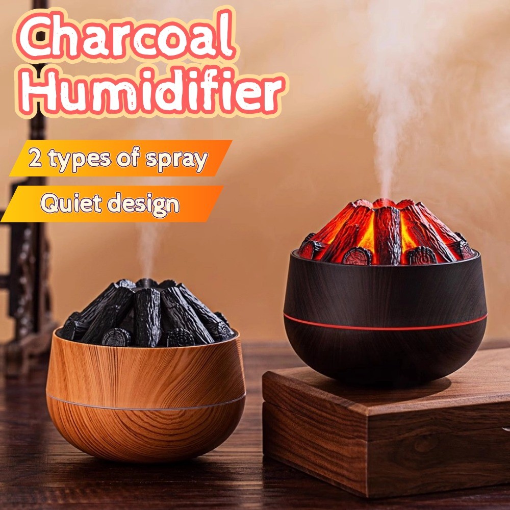 USB Charcoal Fire Humidifier Aroma Diffuser Home Essential Oil bonfire ...