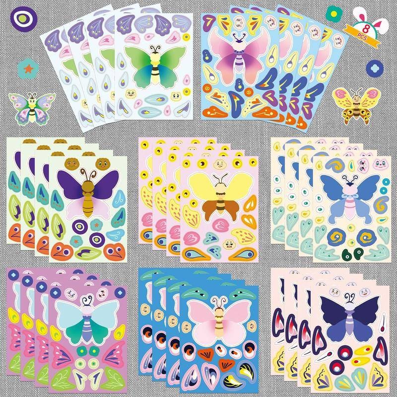 8 Styles/Pack Original Butterfly face Change Sticker Make a face ...