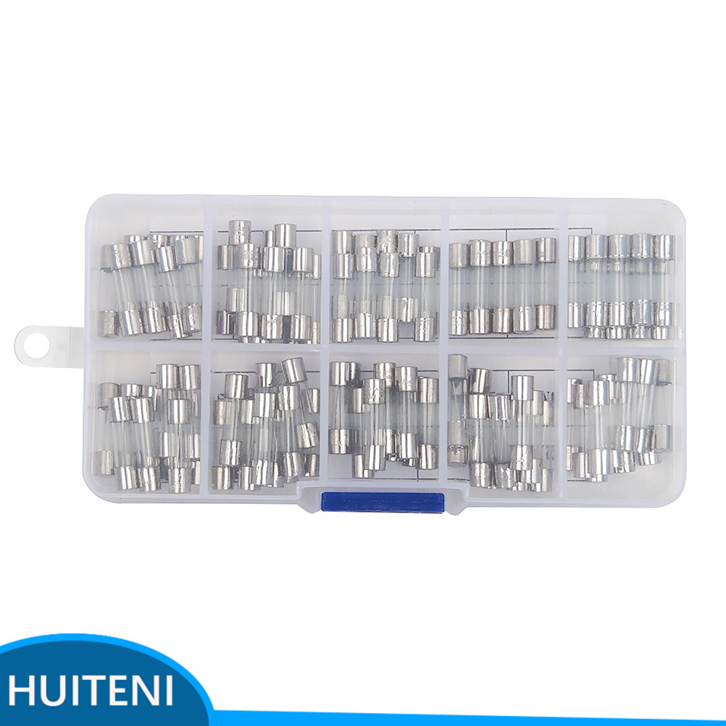 100 Pcs/set Glass Tube Fuse Assorted 0.2A-20A Blow Kit Fuses Fast Glass ...