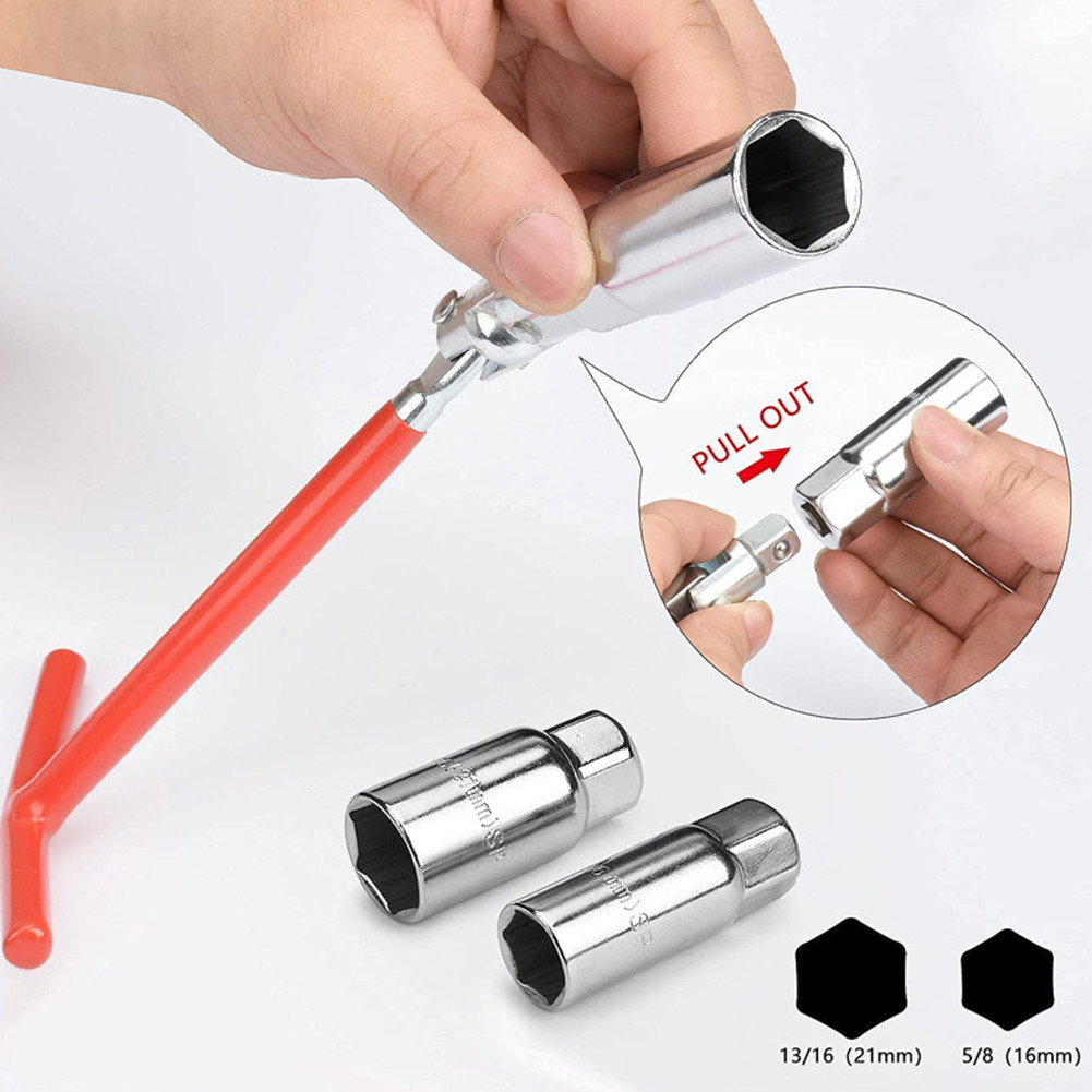 Spark Plug Removal Tool 16mm 18mm Sockets Flexible Spanner Socket T-Bar ...