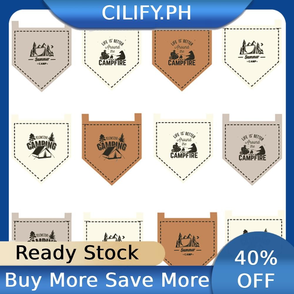 12pcs Camping Flag Hanging Felt Camp Tent Five-point Flags Adjustable ...