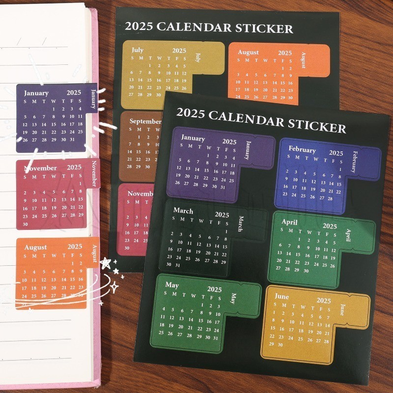 2025 Calendar Sticker - DIY Index Sticky Notes - Yearly Monthly Journal ...