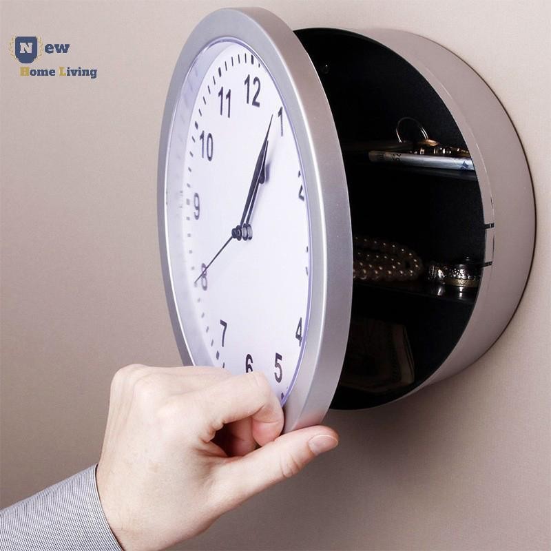 NHL> Vintage Wall Clock Home Decoration Safe Box Hidden Secret Storage ...