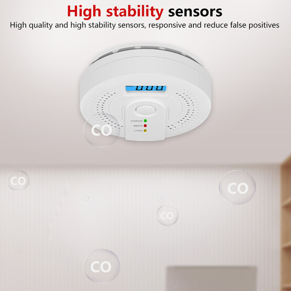 Digital Carbon Monoxide Detector Sound Warning Battery Powered CO Gas ...