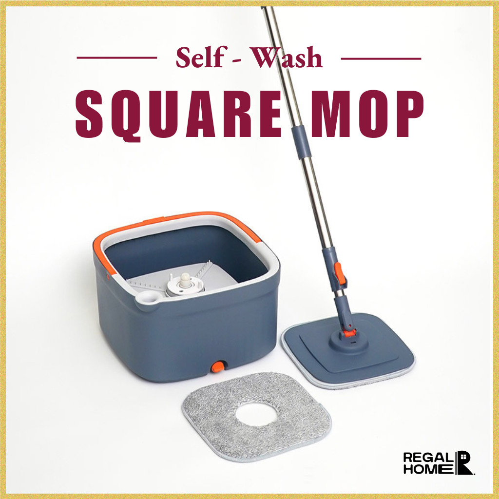 Square Mop Self-Washing Round Mop Hassle Free Easy Use Spinning ...