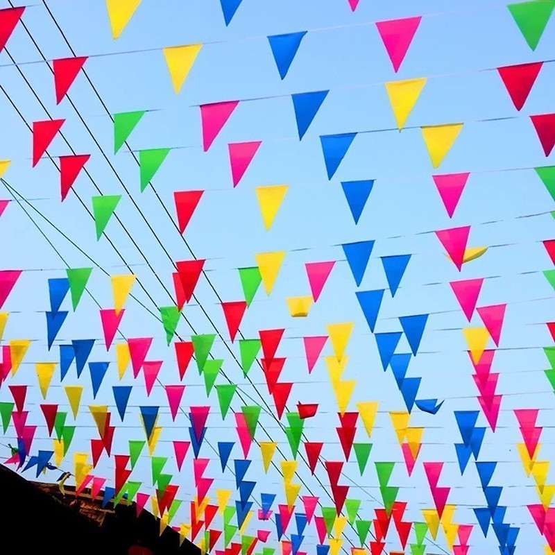 80Meters Fiesta Banderitas Party Supply Flag Banner Mix Color For ...