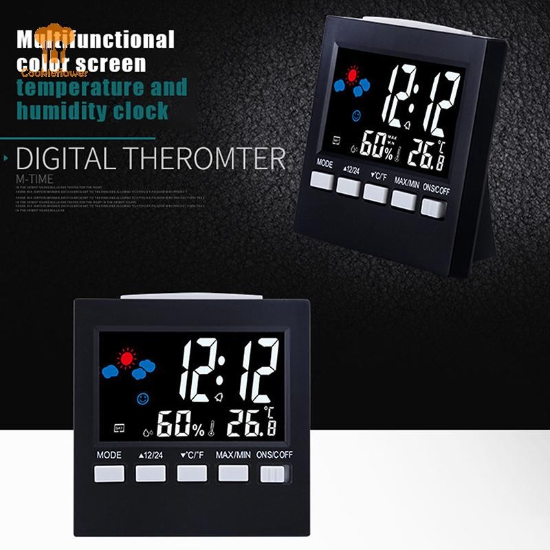 CKFR Multi-functional Weather Station Clock Thermometer Hygrometer Calendar Digital LCD Display ...