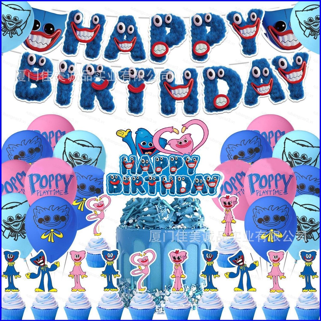 YC3 Poppy Playtime theme party banner balloon decoration backdrop ...