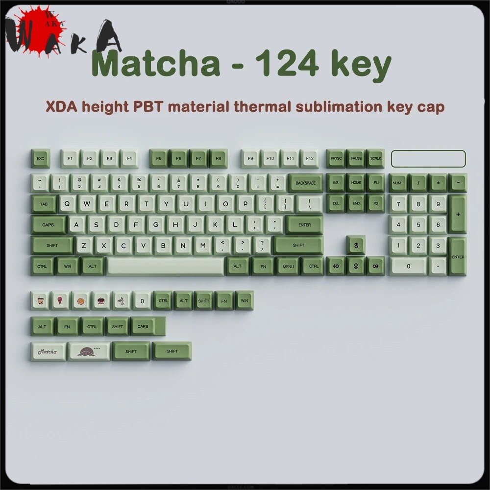 124 Key XDA Profile PBT Keycaps Matcha Green Japanese Keycap For Mx ...