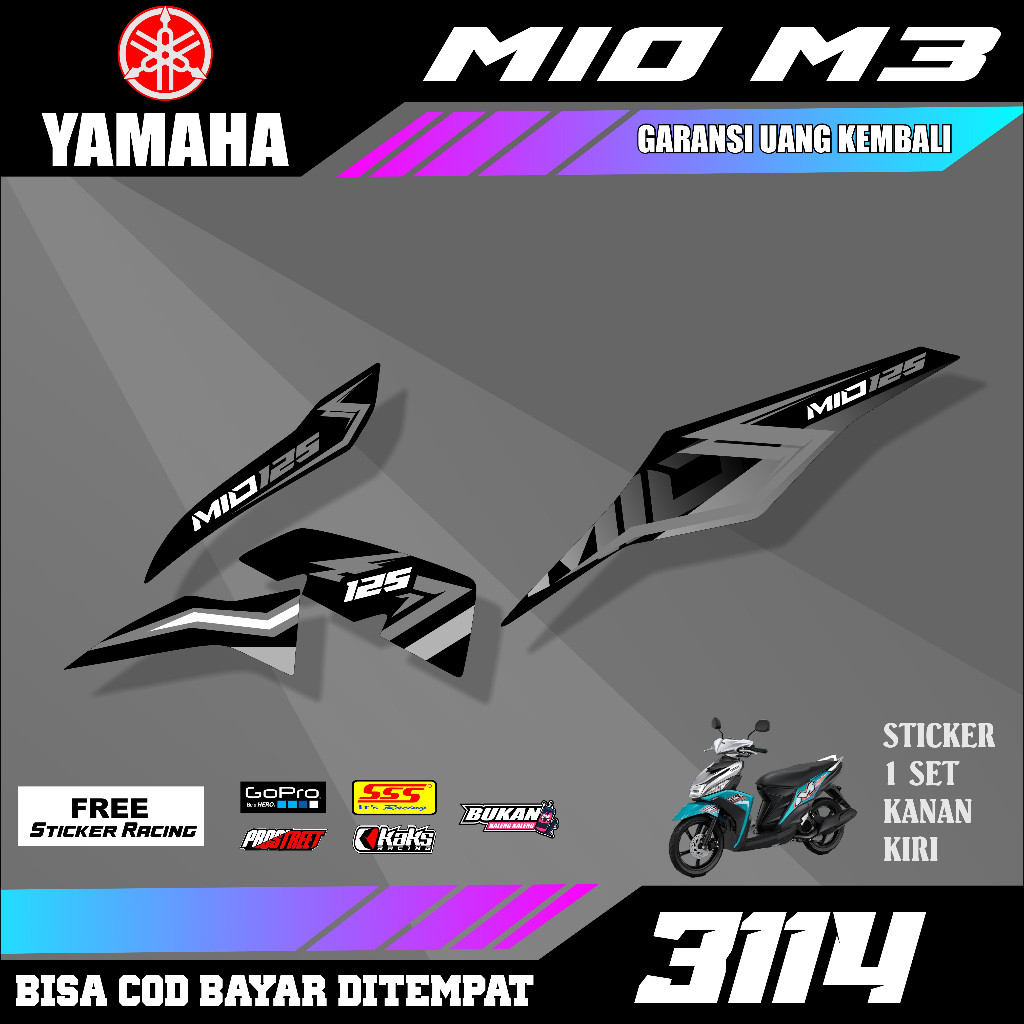STRIPING MIO M3 MIO MZ MIO 125 CODE M3114 STRIPPING STICKER YAMAHA MIO ...