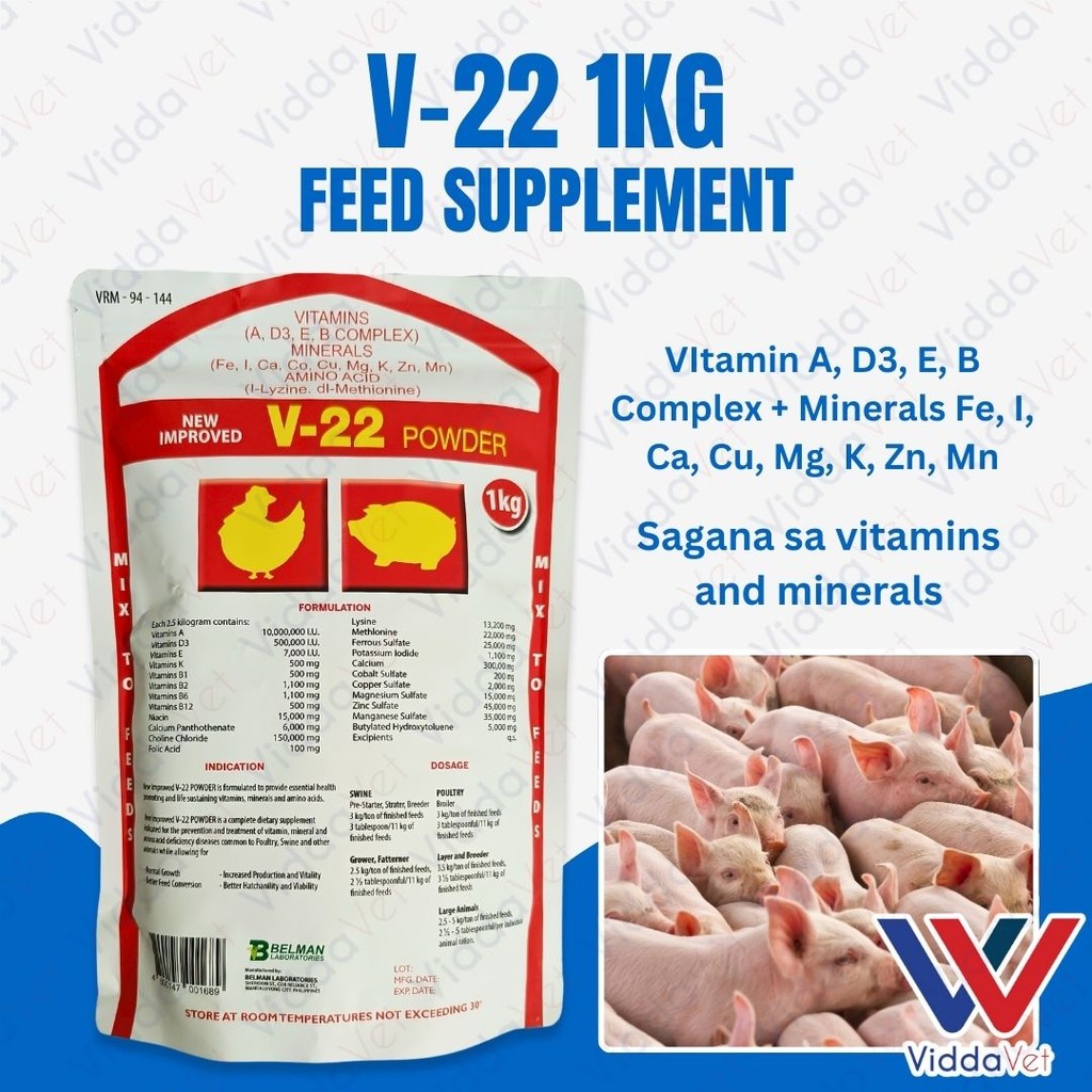 Viddavet 1 kg V-22 powder for pets livestock v22 vitamins for pigs cow ...