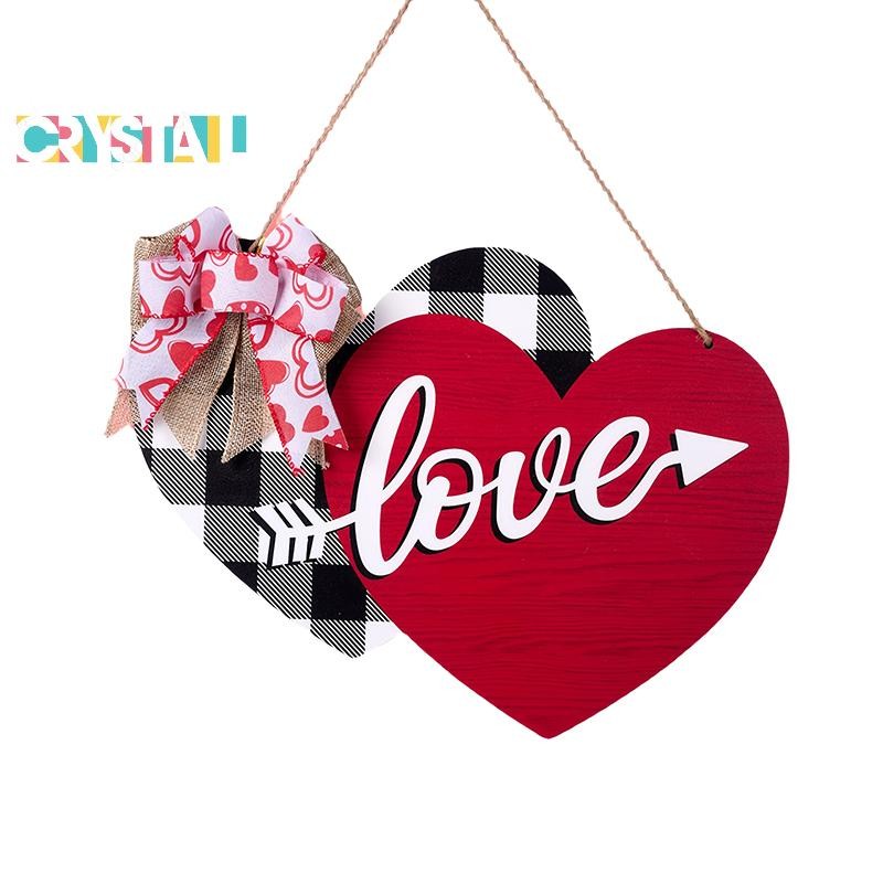 Crystal- Valentines Day Heart Door Sign, Love Red Heart Wooden Sign ...