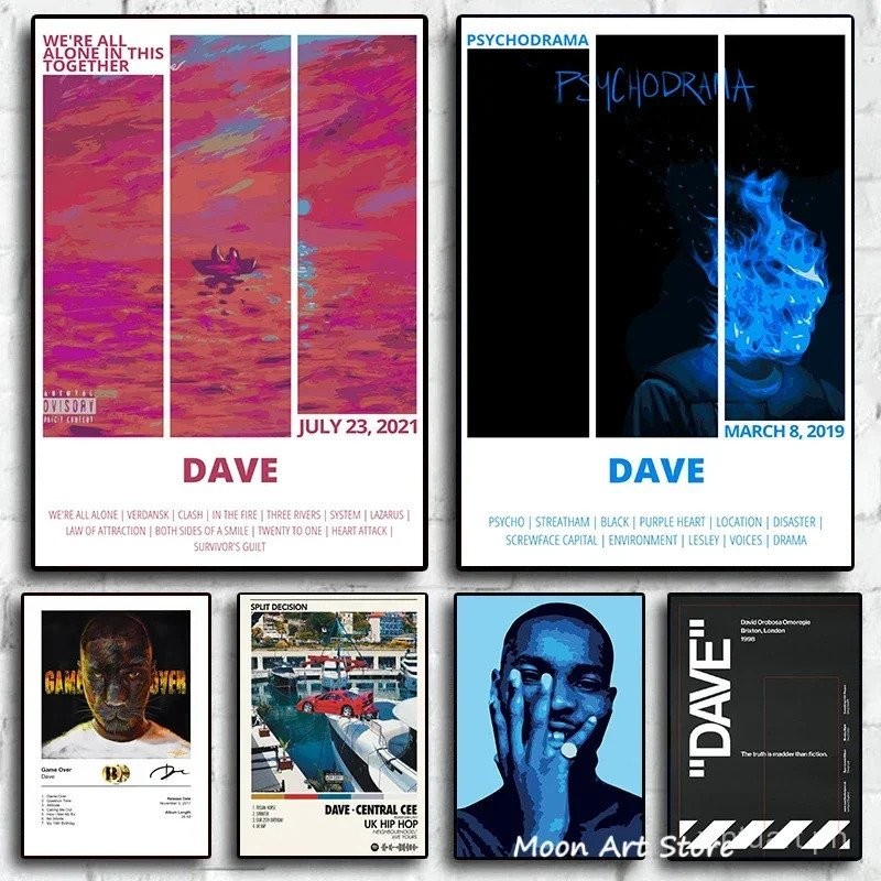 Music Album Dave Psychodrama Poster We Are All Alone Cover Canvas ...
