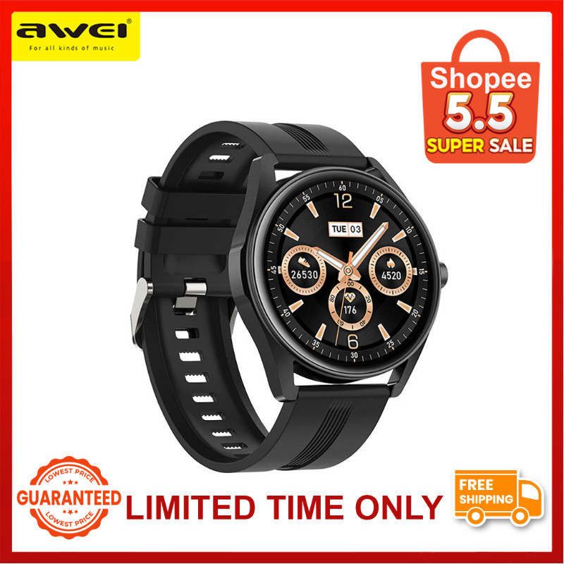 Awei H19 Smart Watch Touch Screen IP68 24H Heart Rate Monitor Music ...