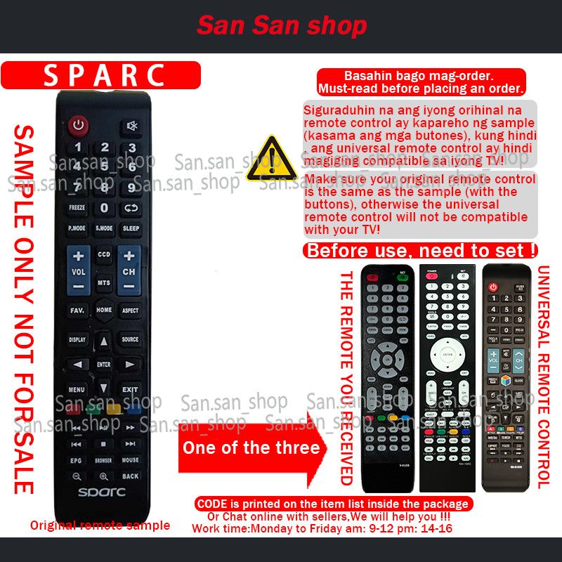 100% Universal remote control for sparc smart TV remote na gagana sa tv ...