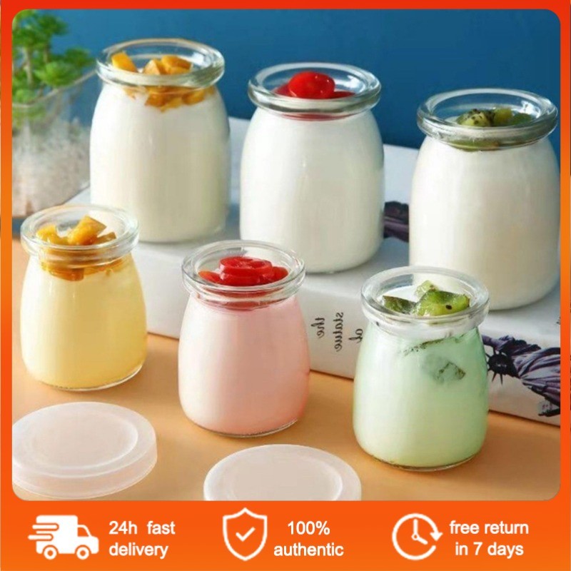 200ml Pudding Bottle With Lid Glass Jar With Cover Clear Yogurt Cup ...