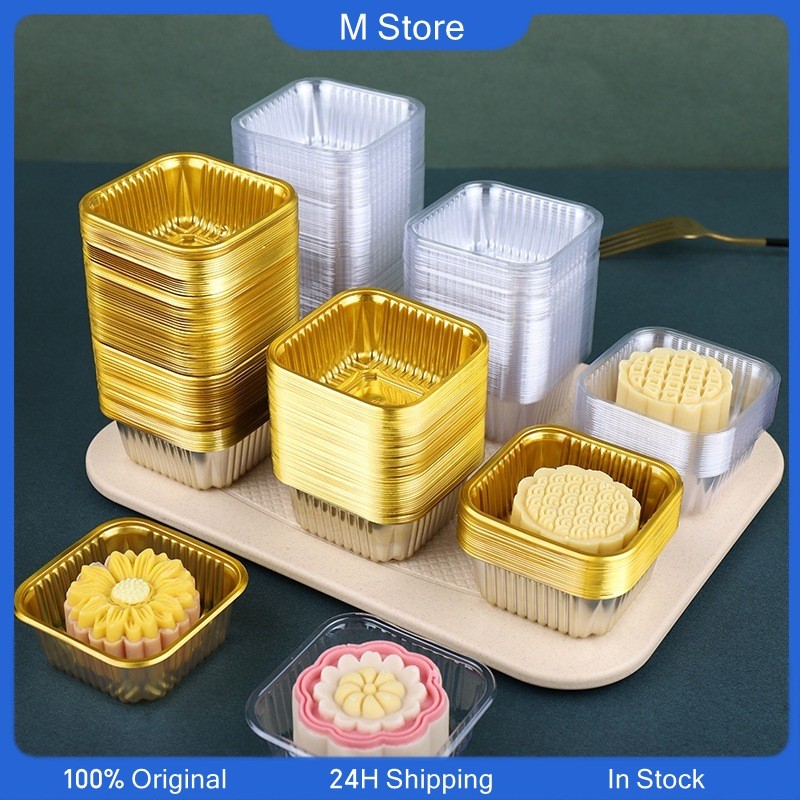 100PCS Mooncake Tray Clear Transparent Pastry Dessert Bread Square Tray ...