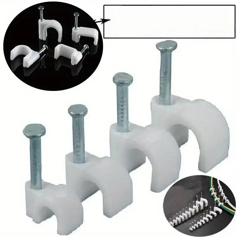 Pack of 100 Circular Wire Nails Clips: Durable PVC Fixators for Tidy ...