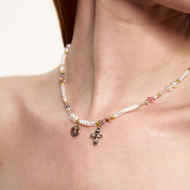 Imported Czech Colored Glaze Treasure Mixed Color Irregular Cross High ...