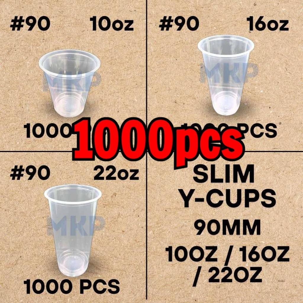 (1000pcs) Soft SLIM (10 16 20oz) (90mm Diameter) PP Y Cup for Milk Tea ...