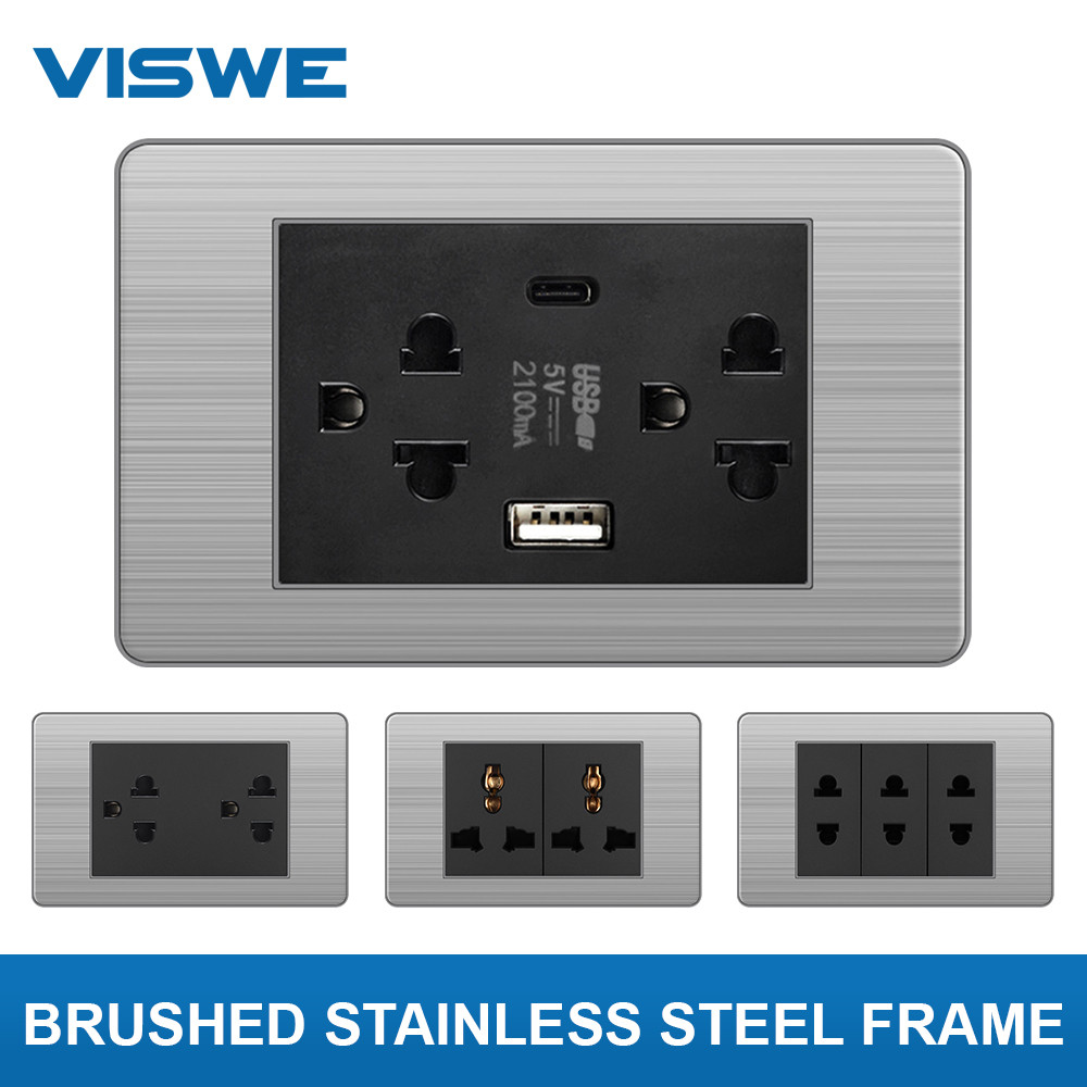 VISWE Stainless Steel Power Socket & Switch - 20K Test Cycles, Anti ...