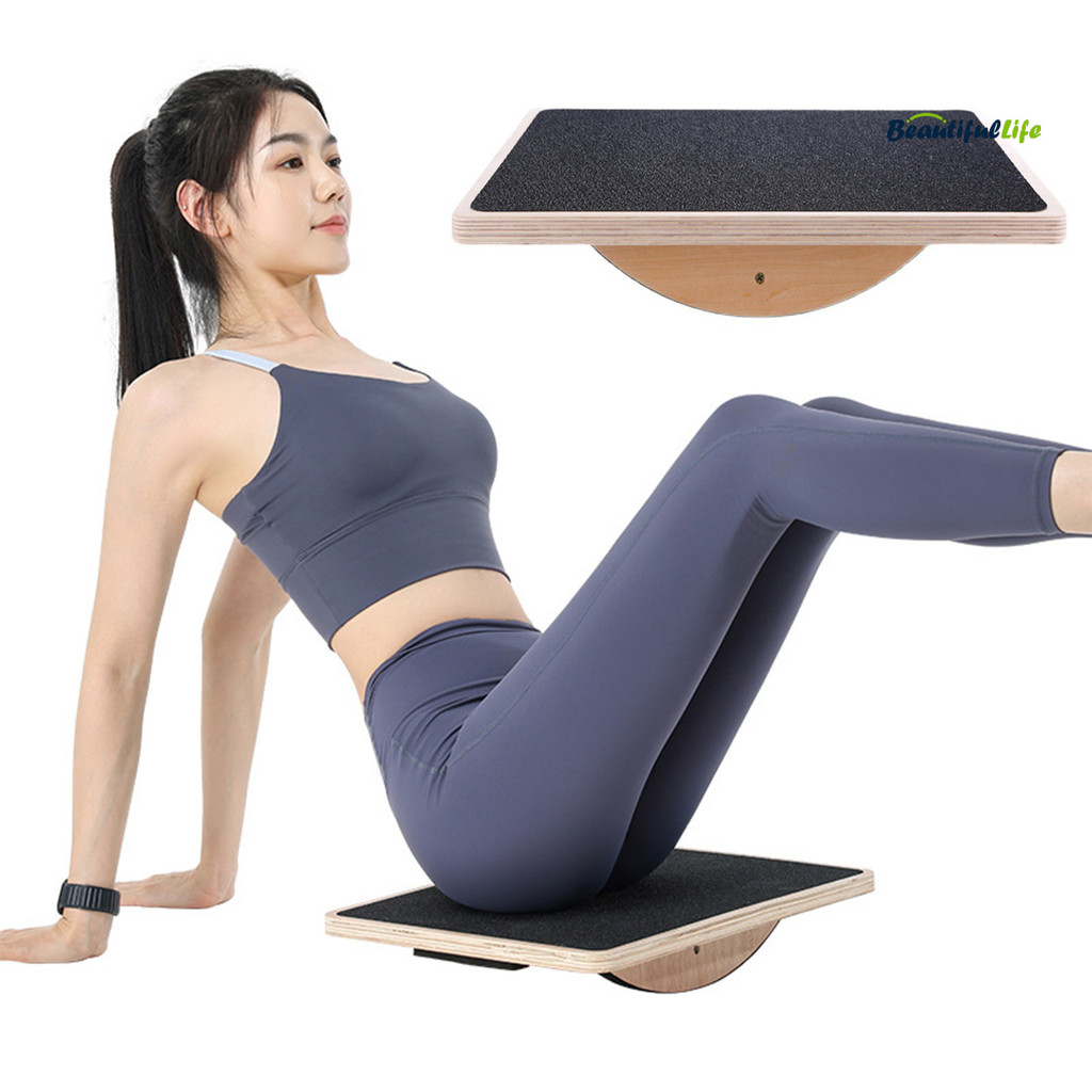 Beautifullife Wooden Rectangle Yoga Balance Board Adults Stability ...
