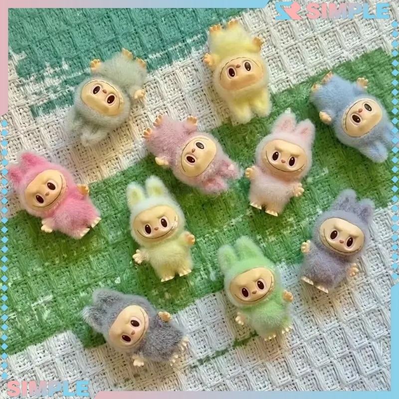 Mini Flocked Labubu Doll Baby Pendant Schoolbag Standing Pendant ...