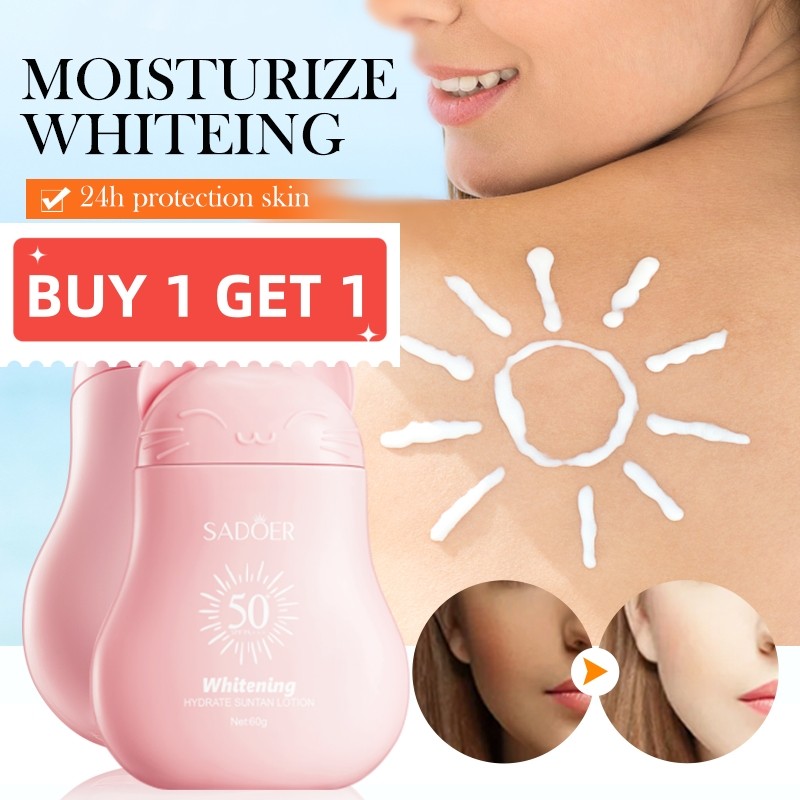 BUY 1 TAKE 1 FREE SADOER Whitening Soothing Hydrate Suntan Lotion Sunscreen Spf 50 Pa+++ 60g BO ...
